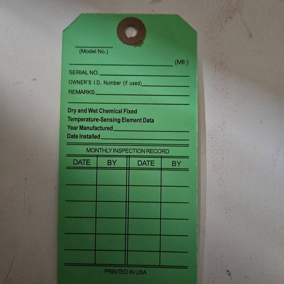 5-2026 Green FIRE INSPECTION Double Sided Tags 5 1/4" X 2 ½" | eBay