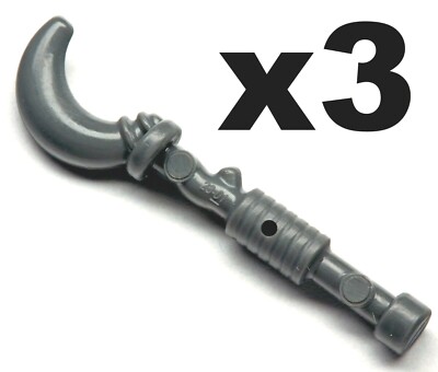 NEW LEGO - Weapon - Blunt - Scepter with Hook end Gray Dark Bluish x3 ...
