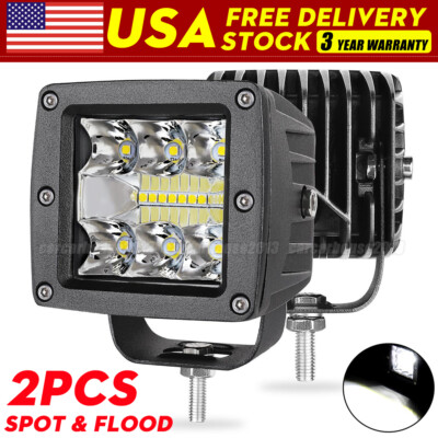 2PCS 3inch 120W LED Work Light Cube Pods Driving Work Fog SPOT Flood ...