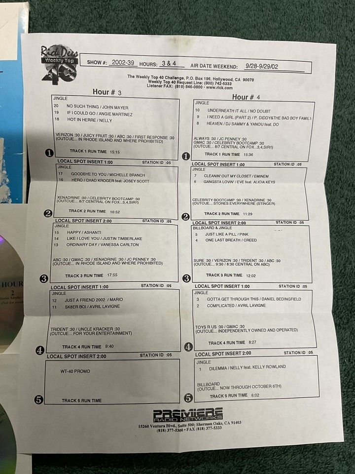 RICK DEES WEEKLY TOP 40 WEEKEND OF SEPTEMBER 28-29 2002 Show 2002-39 4 ...
