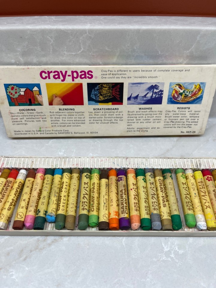 VINTAGE Sakura Cray-Pas Oil Pastel Sticks set of 24 Japan Art Supplies ...