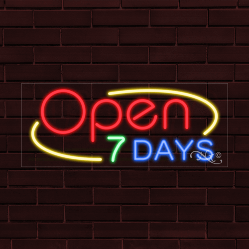 NEW "OPEN 7 DAYS" w/BORDER 30x12X1 INCH LED FLEX WINDOW/WALL INDOOR ...