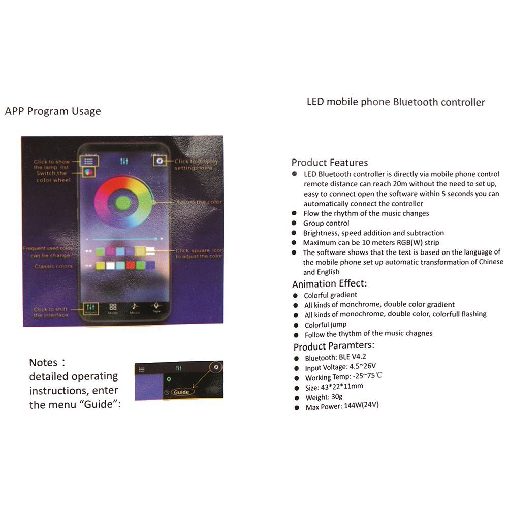 New Wireless DC 5-24V Smart RGB Controller Adapter Bluetooth LED Light ...