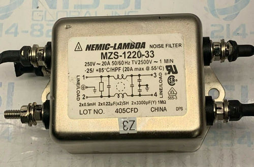 NEMIC-LAMBDA MZS-1220-33 NOISE FILTER 250V, 20A, 50/50Hz, TV2500V | eBay