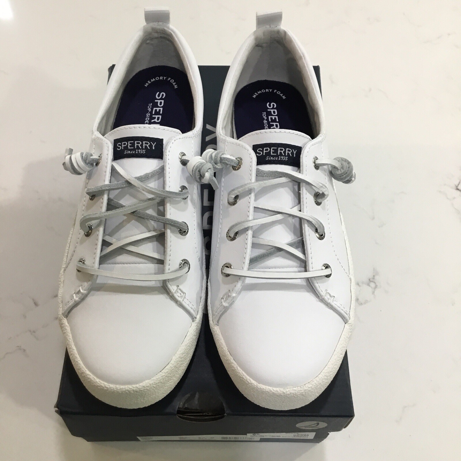 NEW Sperry White Leather size US 8.5M Women's Crest Vibe Sneaker | eBay