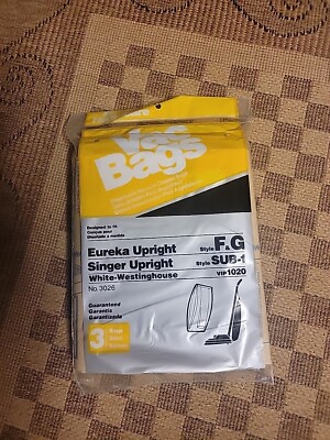HomeCare Vacuum Bags Eureka Upright Style F & G or Singer SUB or W 1020 ...