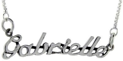 .925 Sterling Silver Gabrielle Name Plate Charm Pendant Necklace FREE ...