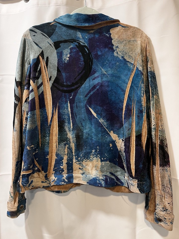 Impulse California Vintage Y2K Shirt Button Jacket Tan Blue Print ...