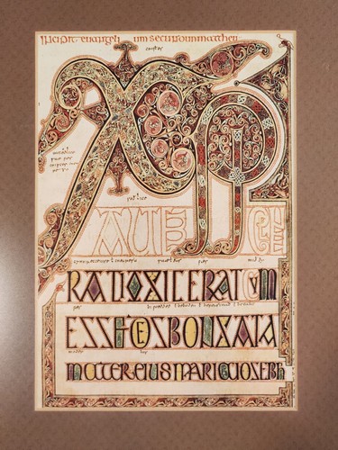 Lindisfarne Gospels, framed Celtic Anglo-Saxon medieval manuscript ...