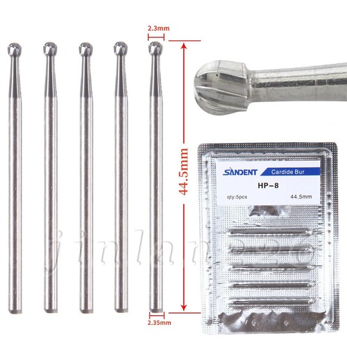 1 box Dental Burs HP 8 Round Tungsten Carbide Bur 2.35mm for Straight ...