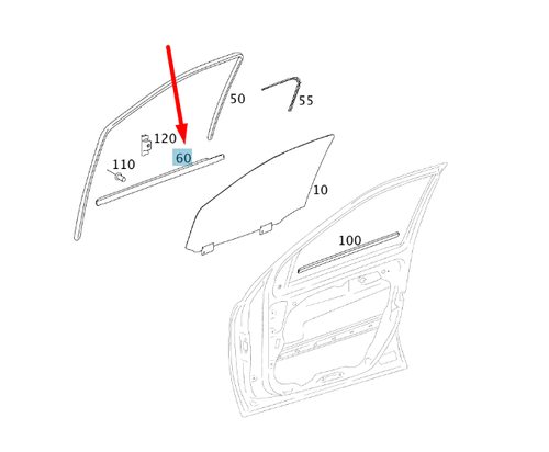 NEW MERCEDES-BENZ ML W164 FRONT LEFT DOOR WINDOW TRIM STRIP A1646907380 ...