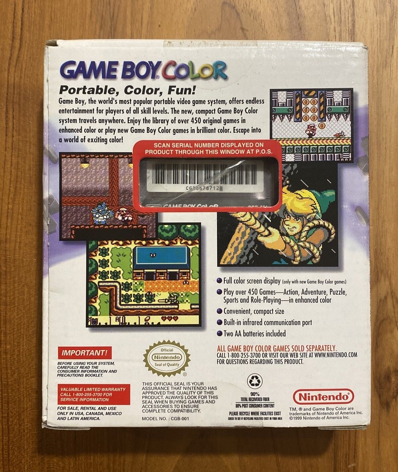 Nintendo GameBoy Game Boy Color Console Atomic Purple FACTORY SEALED ...