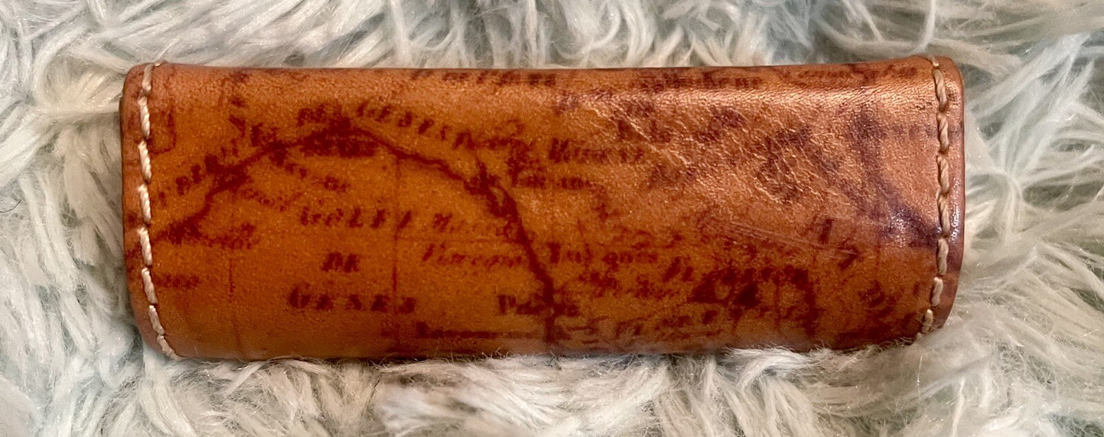 Vintage PATRICIA NASH Brown Leather Map Print Embosse… - Gem