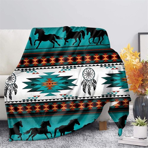 Southwest Native American Flannel Microfiber Throw Blanket, Indian ...