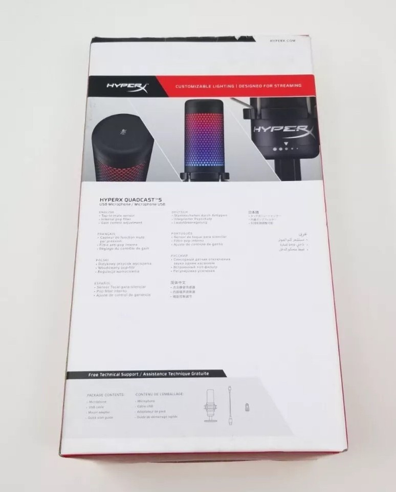 NEW HyperX QuadCast S RGB USB Condenser Microphone Black HMIQ1S-XX-RG/G ...