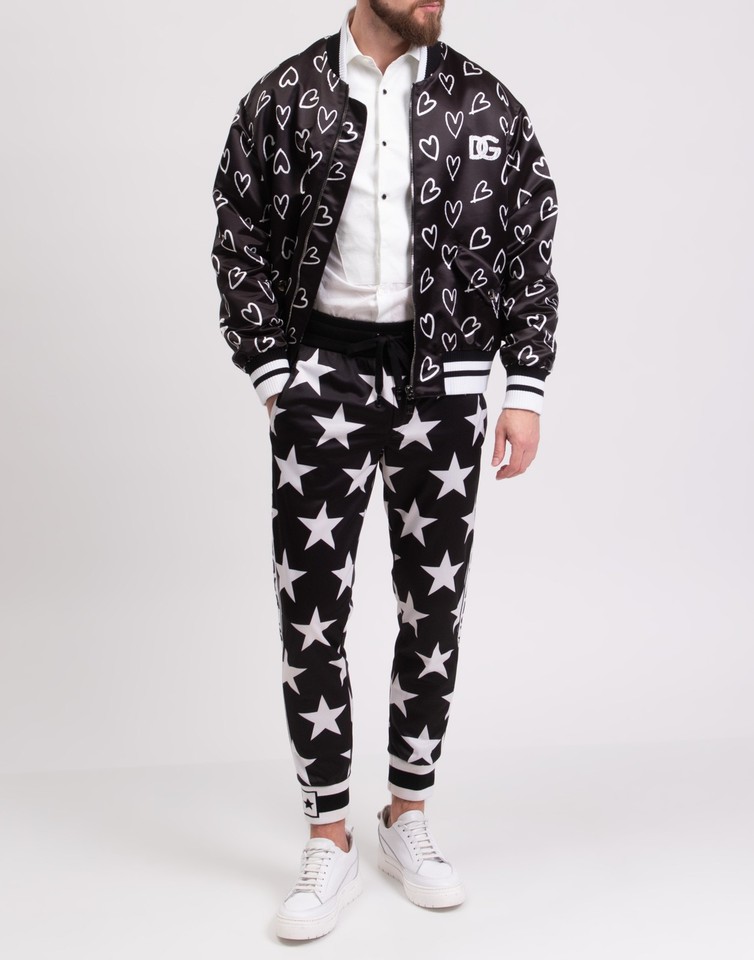 RRP €1550 DOLCE & GABBANA Satin Bomber Jacket IT48 US38 M Hearts Made ...