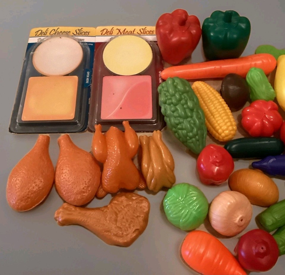 HUGE Pretend Play Food Lot – Kids Toy Fruits, Veggies, Meat, Bread – 50 ...