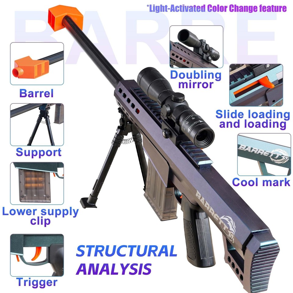 Sniper Rifle Barrett Soft Bullet Toy Gun,Shell Ejecting Foam Shotgun ...
