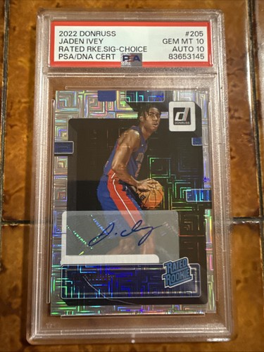 2022-23 Donruss Jaden Ivey Rated Rookie Sig Choice RC Auto #205 PSA 10 ...