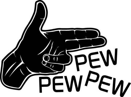 5 inch Pew Pew Finger Gun Decal Window Sticker Car Decor Guns Shoot ...