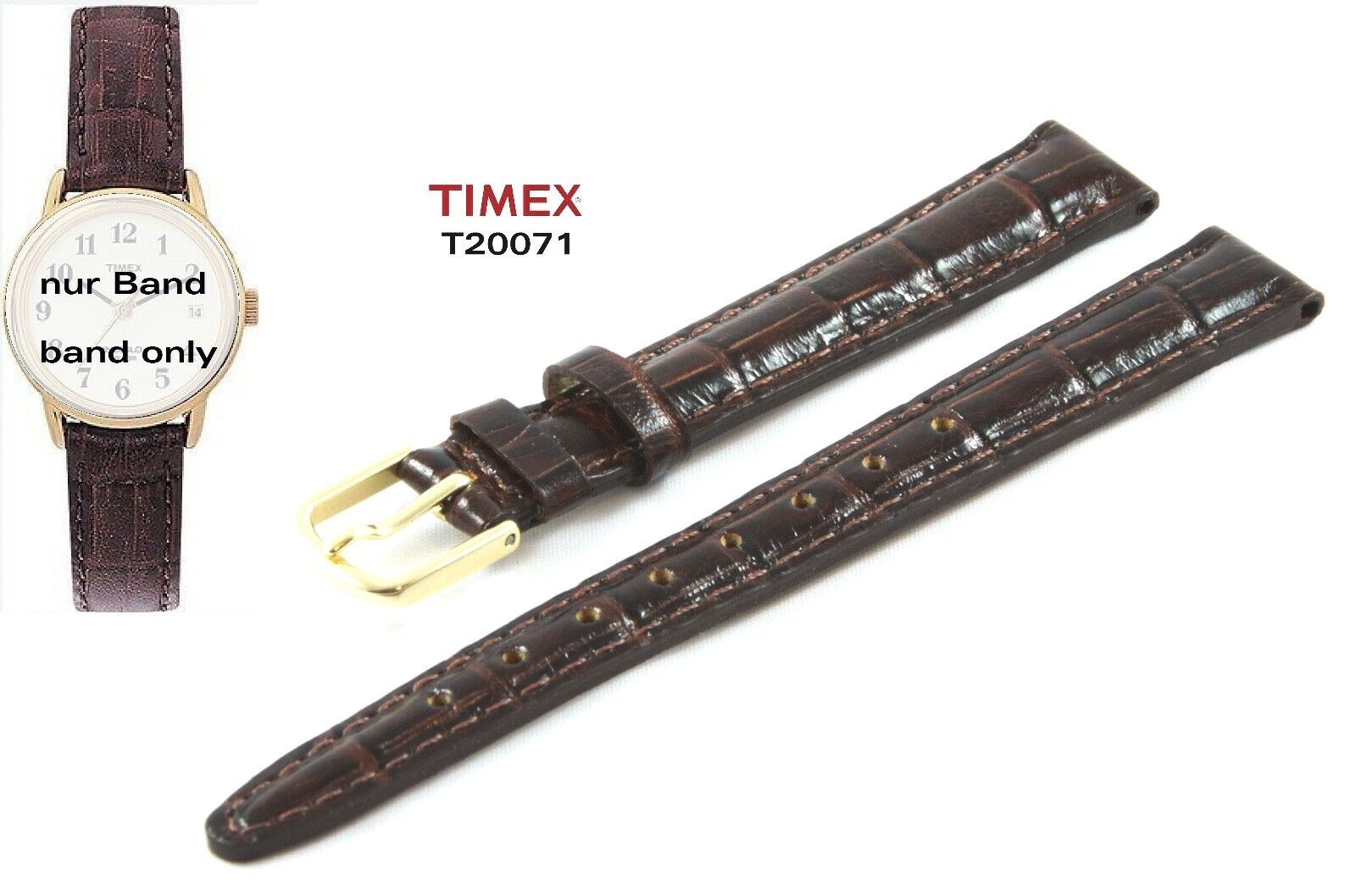 Timex Replacement Band T20071 Easy Reader 12mm Leather Watchband ...