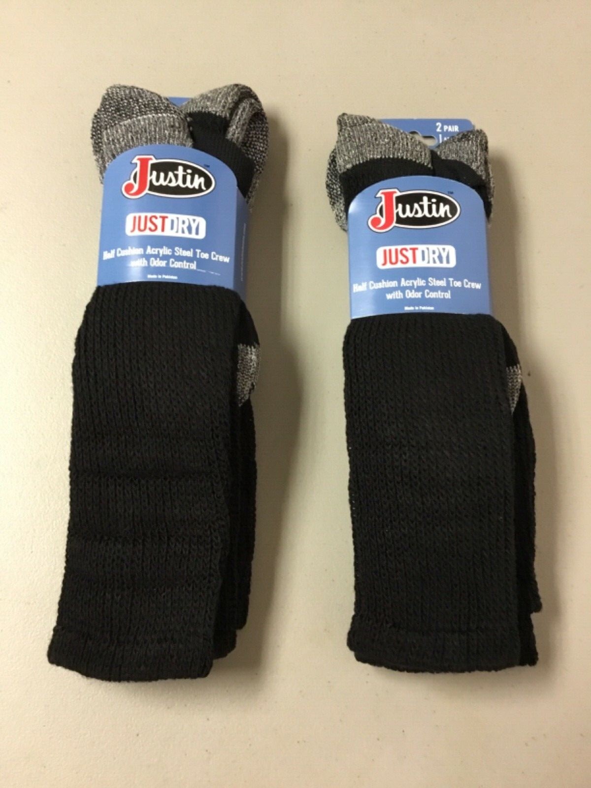 Men’s Justin JustDry Acrylic Steel Toe OTC Crew Socks 4 Pair Size L ...