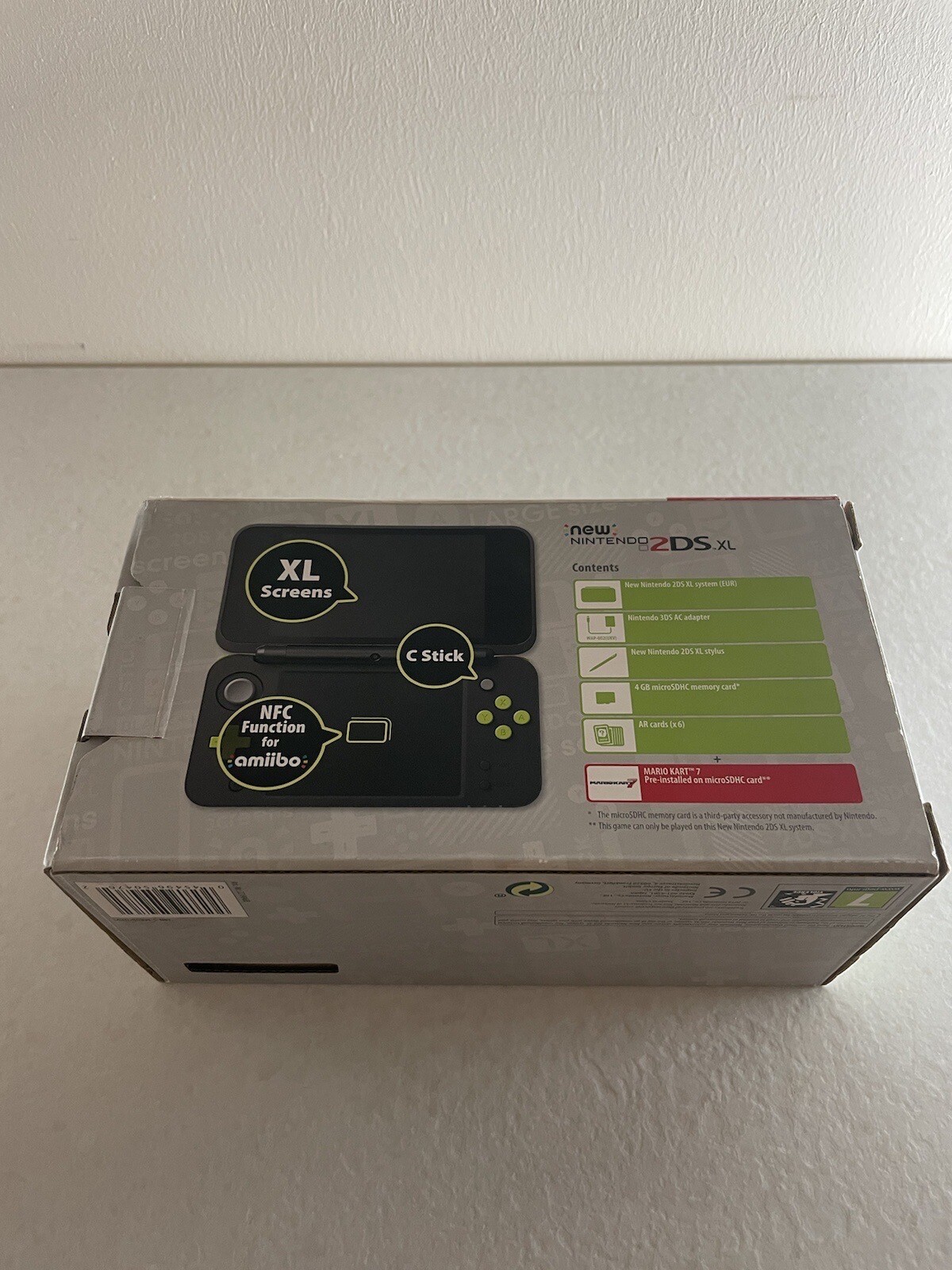 New Nintendo 2DS XL Black and Lime Green + Mario Kart 7 Console Bundle ...