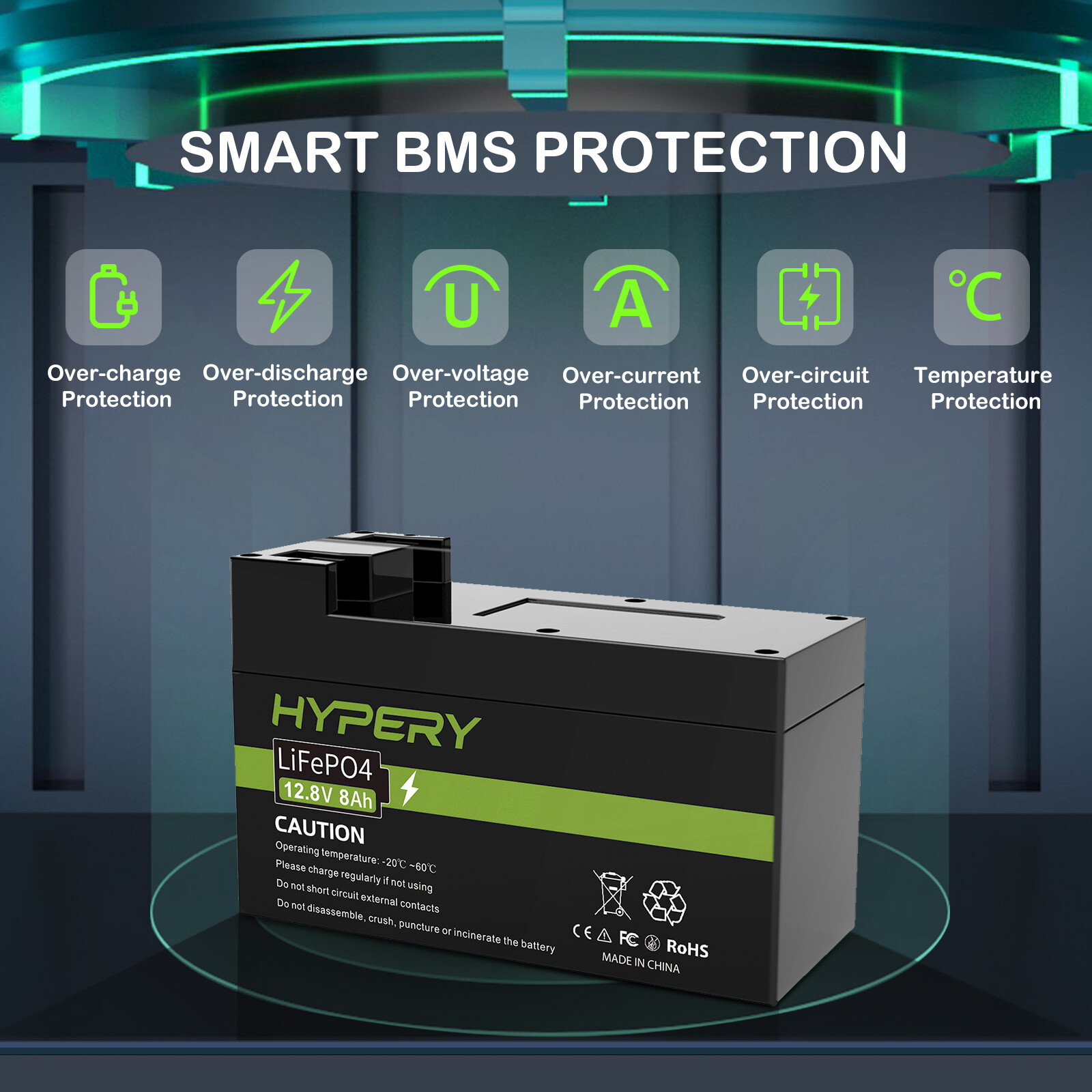 Rechargeable Deep Circle LiFePO4 8Ah 12V 100Wh Battery Leisure Camping ...