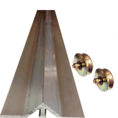 4" Double Bearing Wheel & Gate V Track Aluminum 30ft in 5-6ft Section ...