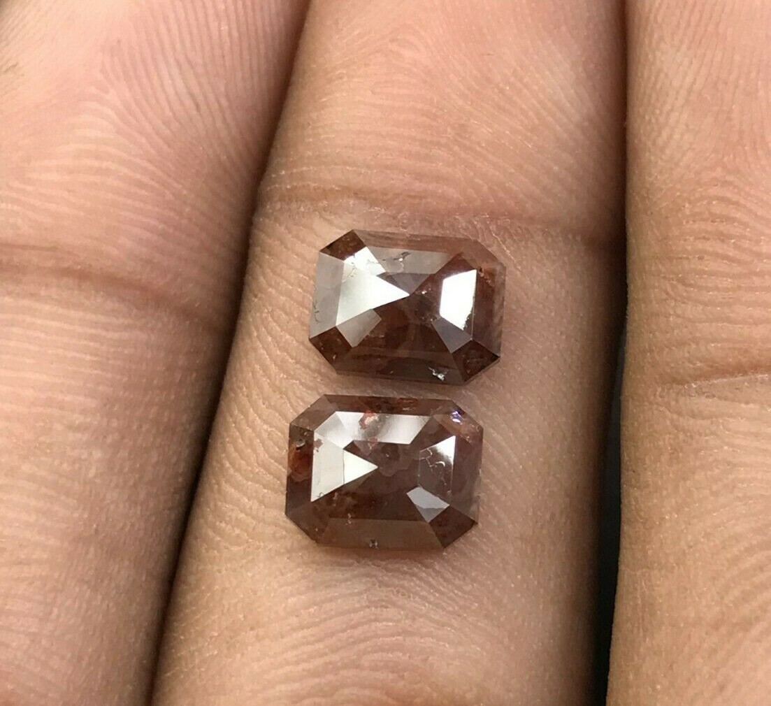 big natural diamond pair 2.70tcw red brown mix sparkling emerald ...