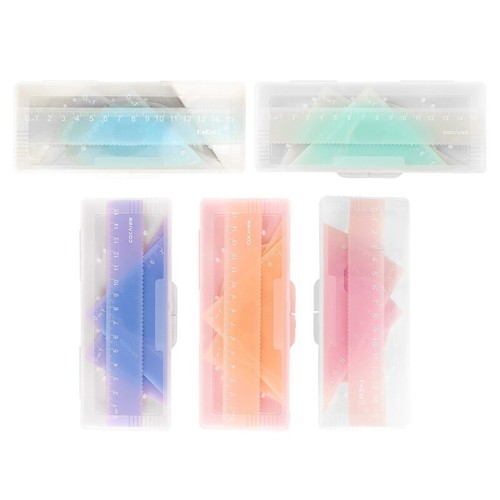 4 PACK Plastic for Ruler Straight Rulers Protractor Set Math Geometry R ...