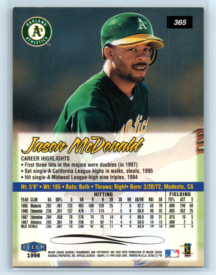 1998 Ultra Jason McDonald #365 | eBay