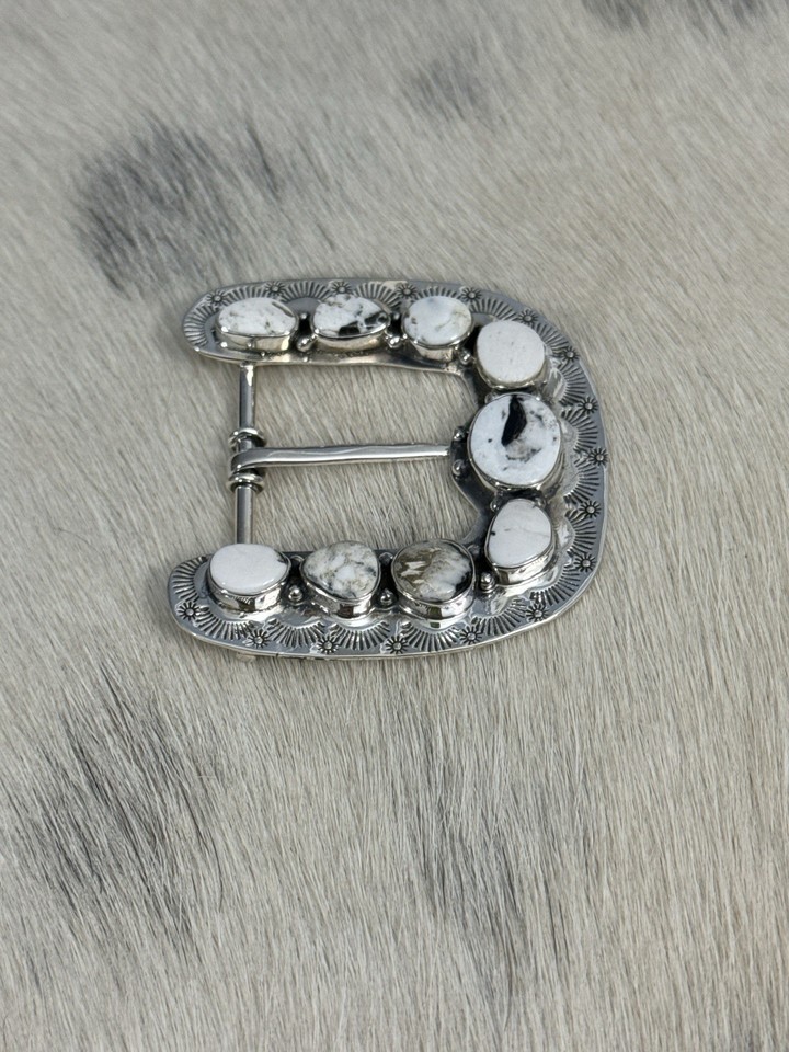 Native American Sterling Silver White Buffalo Belt Buckle Statement ...
