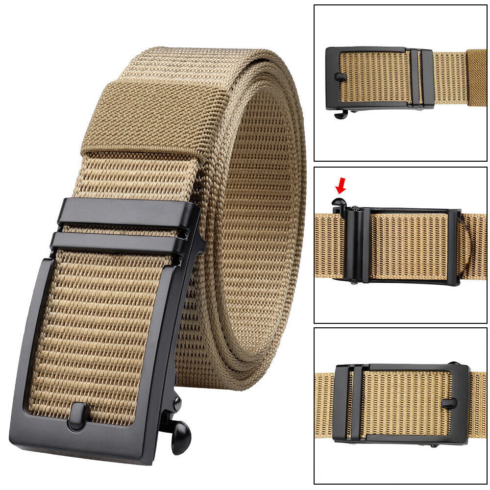 Mens Ratchet Belt Nylon Web Belts for with Automatic Slide Buckle ...