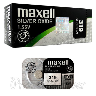 2 x Maxell 319 Silver Oxide batteries 1.55V SR527SW D319 0% Mercury ...