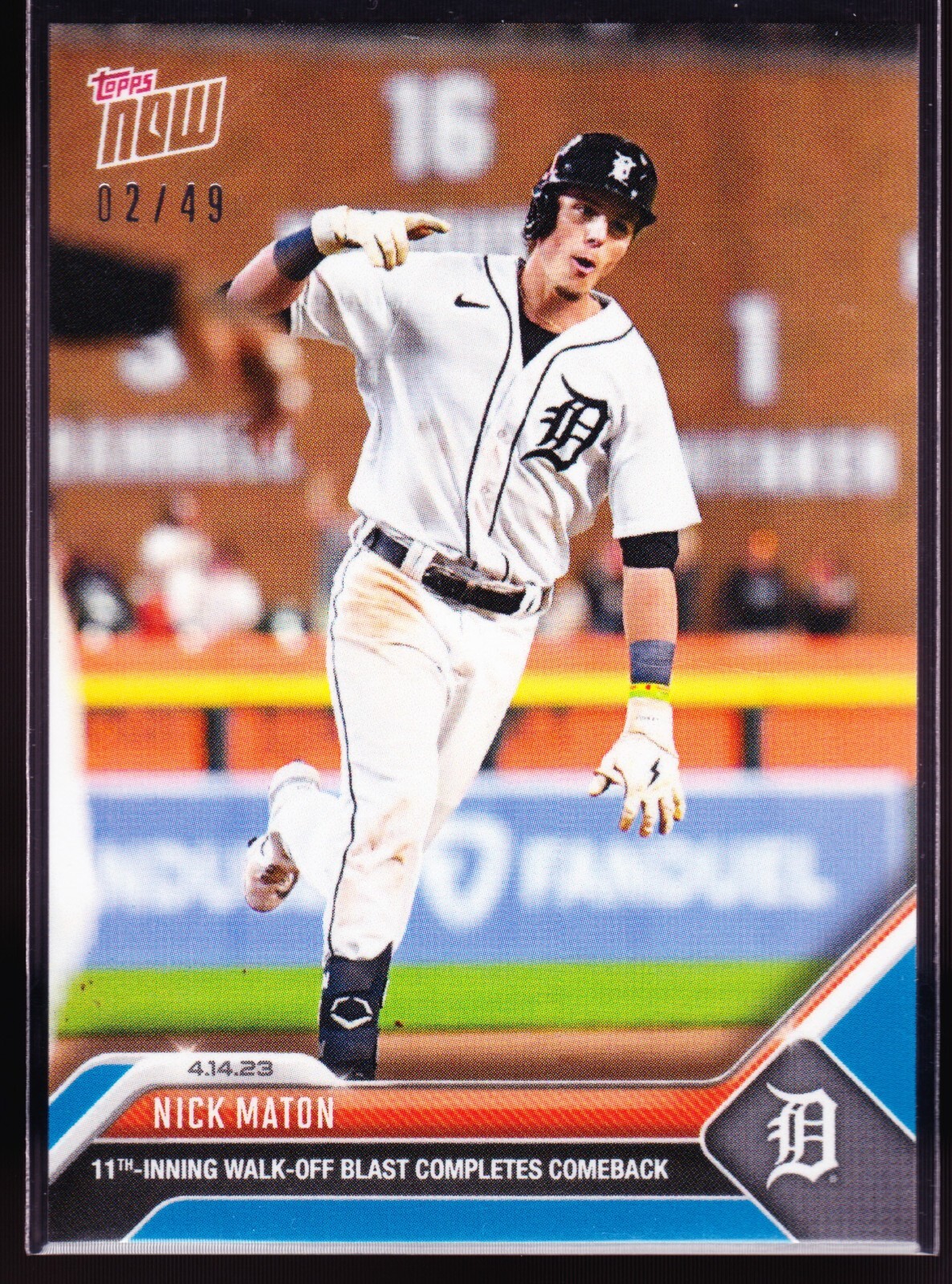 Nick Maton Tigers Walk-Off Blast vs Giants 2023 MLB TOPPS NOW #118 Blue ...