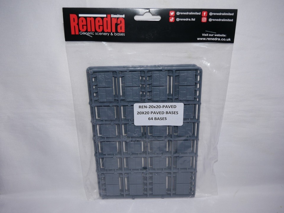Renedra Ltd Generic Scenery & Bases 20 x 20mm Paved Textured Bases 64 ...