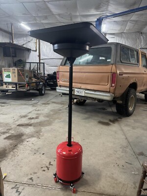 Oil Waste Drain Pan Portable 5 GAL Gallon Draining Tank Dolly Funnel ...