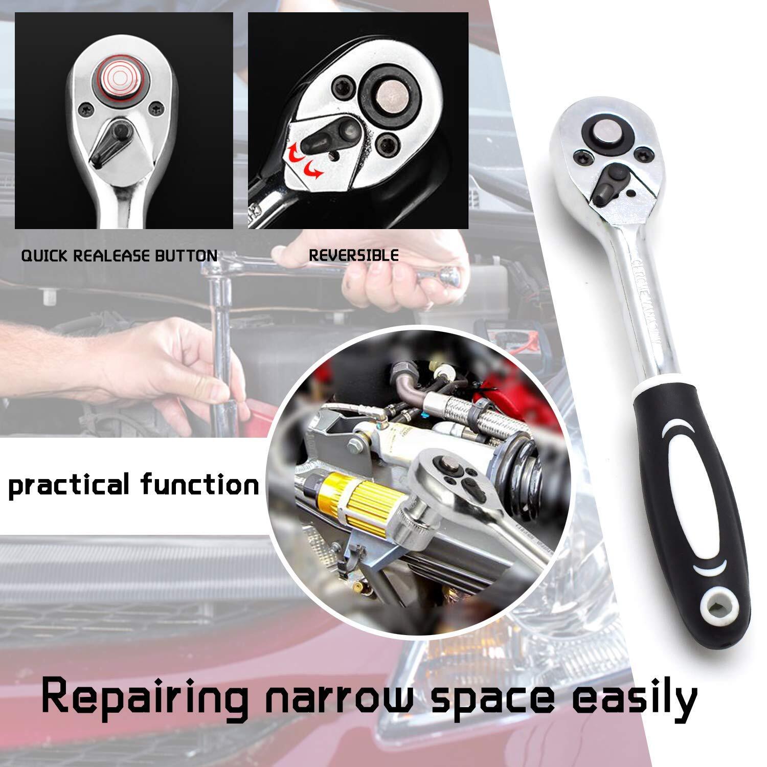 Stanley STMT71651 46-Piece 1/4" and 3/8" Drive Mechanic's Tool Set New ...