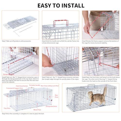 32" Live Animal Traps,Humane Animal Trap for Stray Cats up to 16.5 ...
