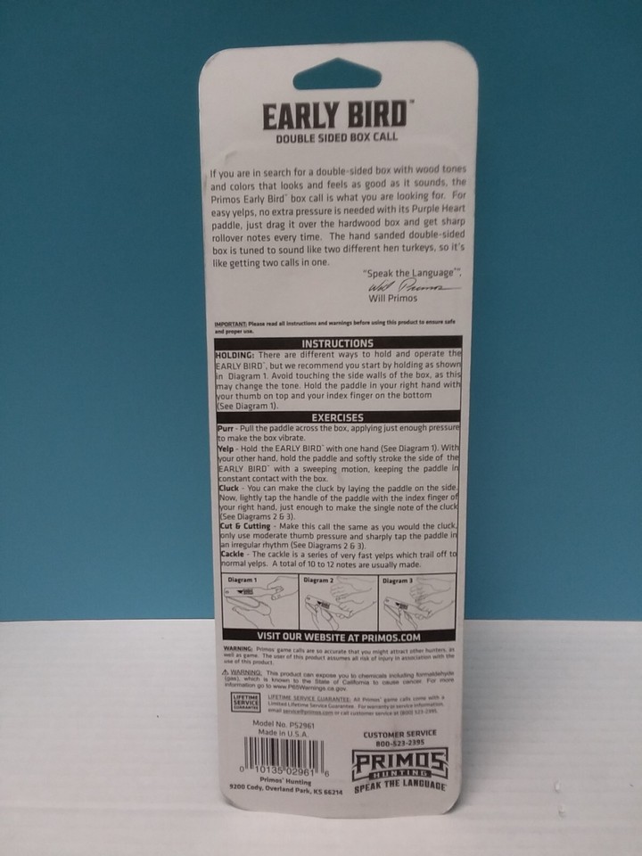 PRIMOS - PS2961 - Early Bird Turkey Call - Purple Heart Paddle - Double ...