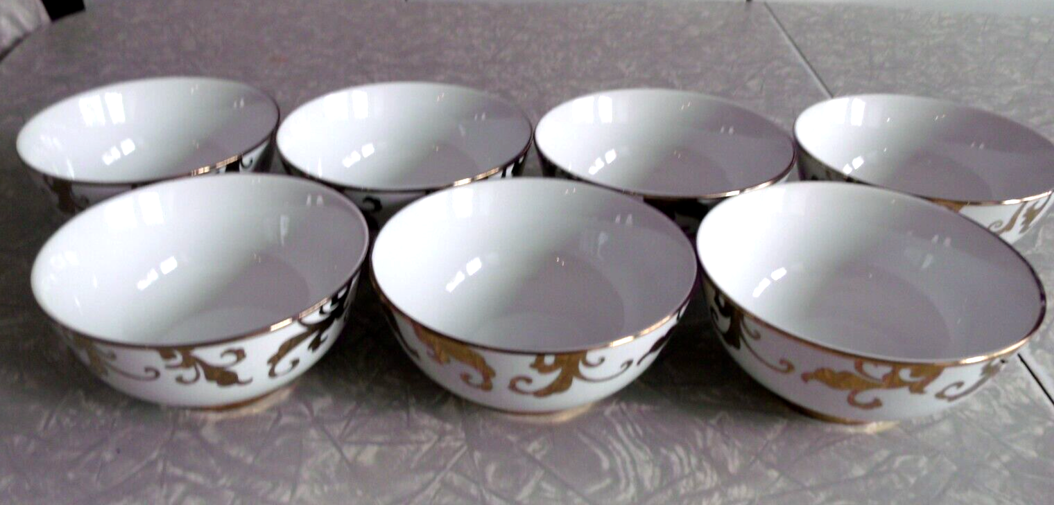 CIROA LUXE FIORI GOLD SCROLL PATTERN 4 5/8" X 3 1/4" 7 PC. FRUIT ...