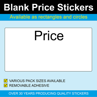 Rectangular Blank Price Stickers / Labels - A variety of sizes to ...