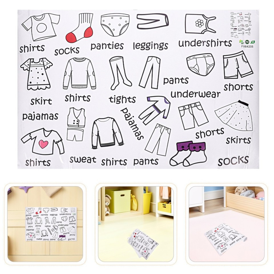 3 Sheets Children's Decorative Wall Stickers Clothes Drawer Label ...