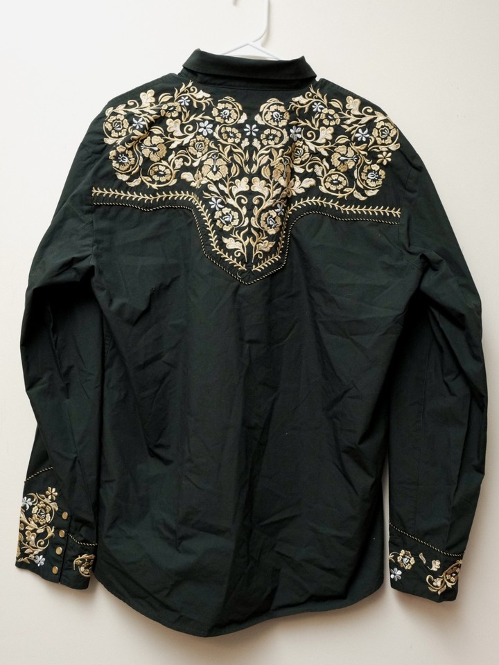 Mens XL Country/Western Salvaje Oeste Shirt Cowboy Nashville Green | eBay