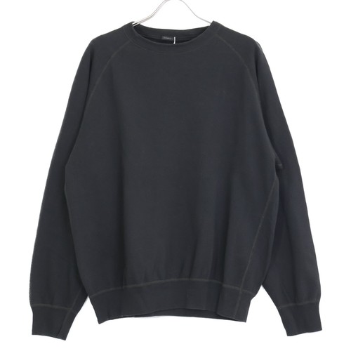 COMOLI 24Stainless Steel Z01-05029 Black Cotton Dyed Fleece Crew Neck ...