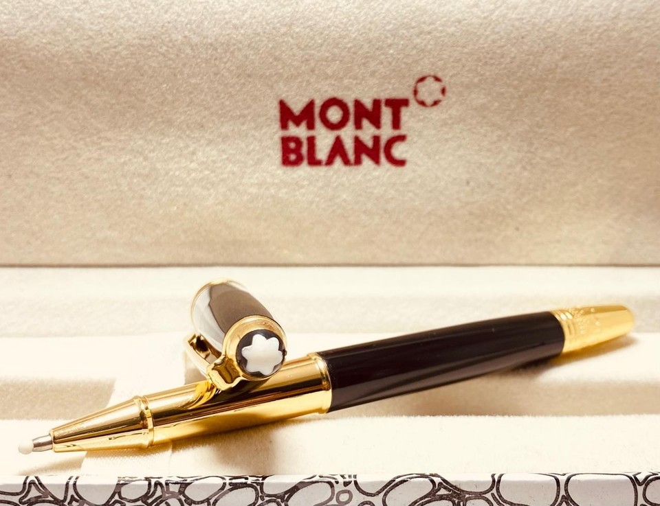 Premium Montblanc Starwalker Black & Gold Body (Blue Ink) Ballpoint Pen ...