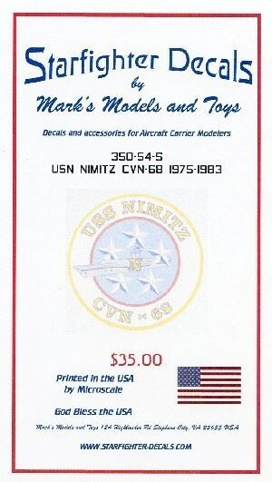 1/350 Starfighter Decals - USS Nimitz CVN68 1975-83 Deck Markings for ...