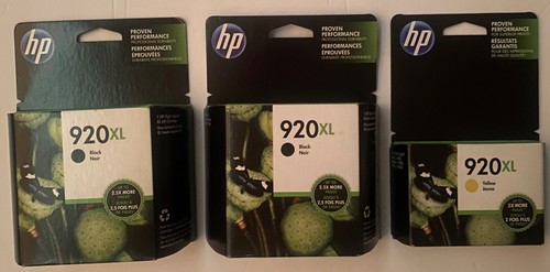 GENUINE HP 920XL Ink Cartridge 3-Pack (2 Black, 1 Yellow) Exp 4/20, 3/ ...