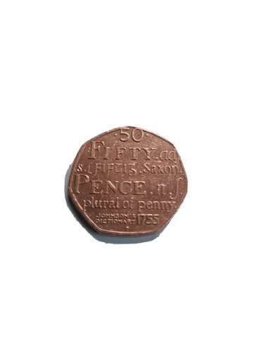 Johnson's Dictionary 1755 Saxon Plural Of Penny 2005 Rare 50p Fifty ...